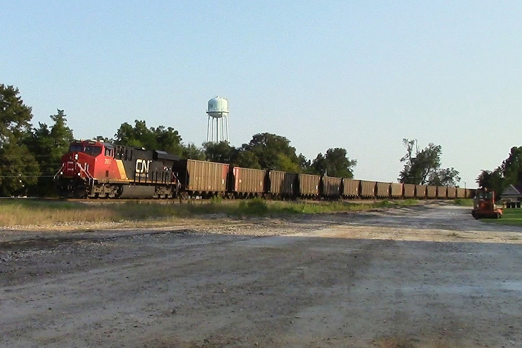 CN empty coal train with DPU in the back